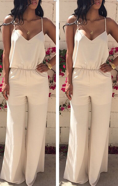 Sexy V Neck Off The Shoulder Sleeveless White Blending One Piece