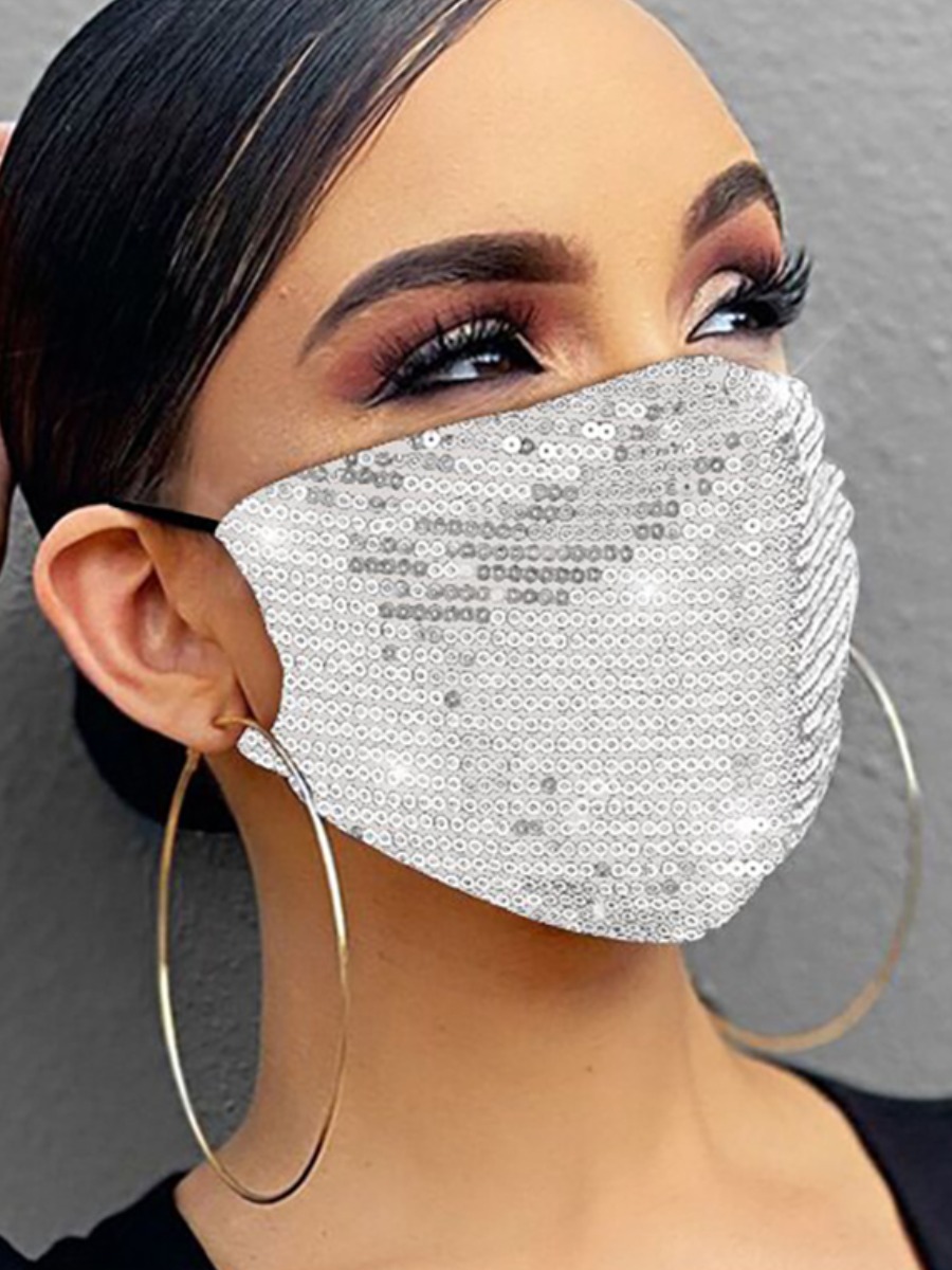 Lovely Sequined Silver Face Mask Sale | LovelyWholesale
