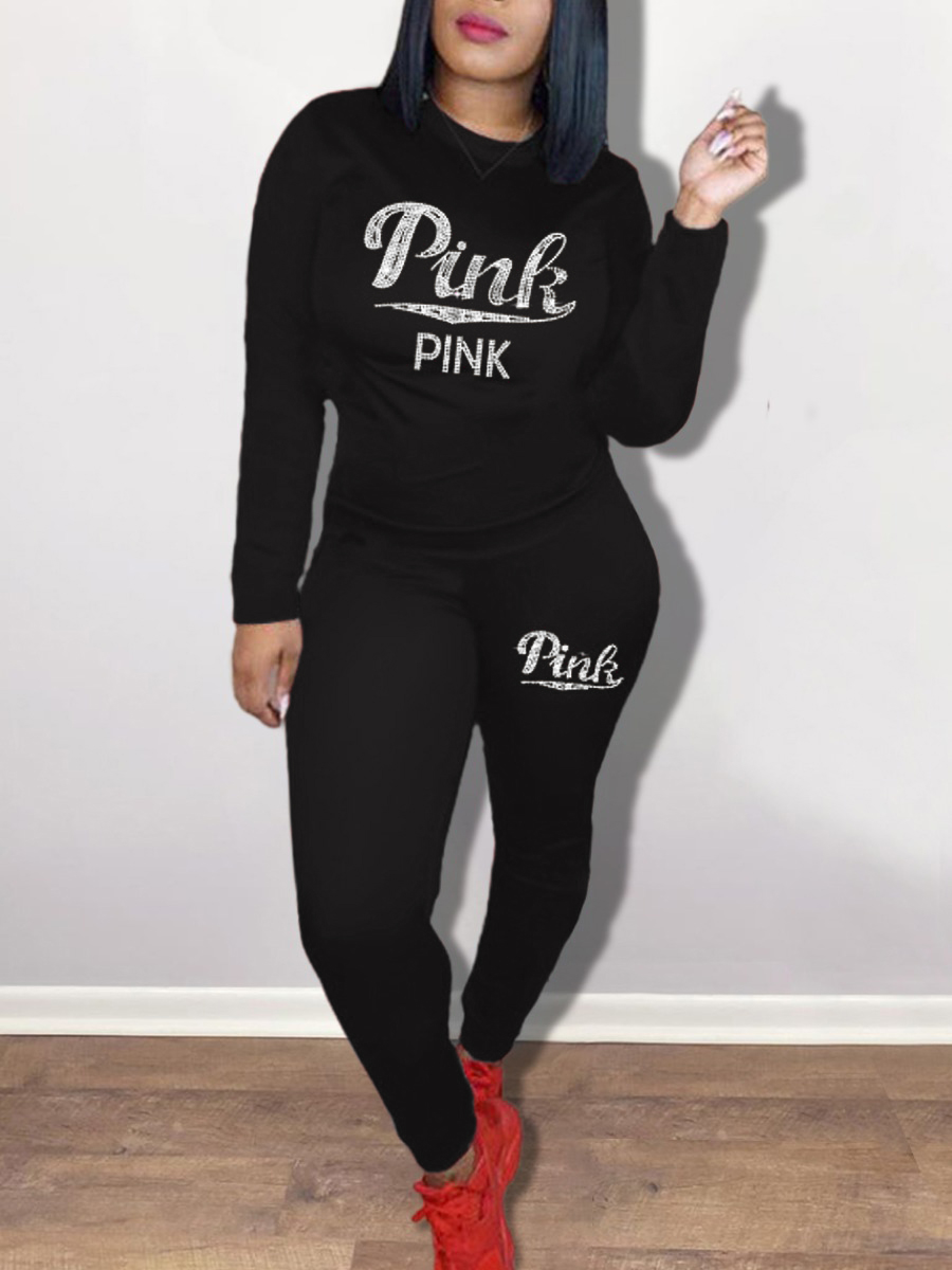 LW Rhinestone Pink Letter Pants Set Sale | LovelyWholesale