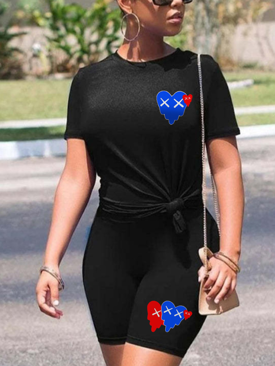 LW Heart Print Regular Fit Shorts Set Sale | LovelyWholesale