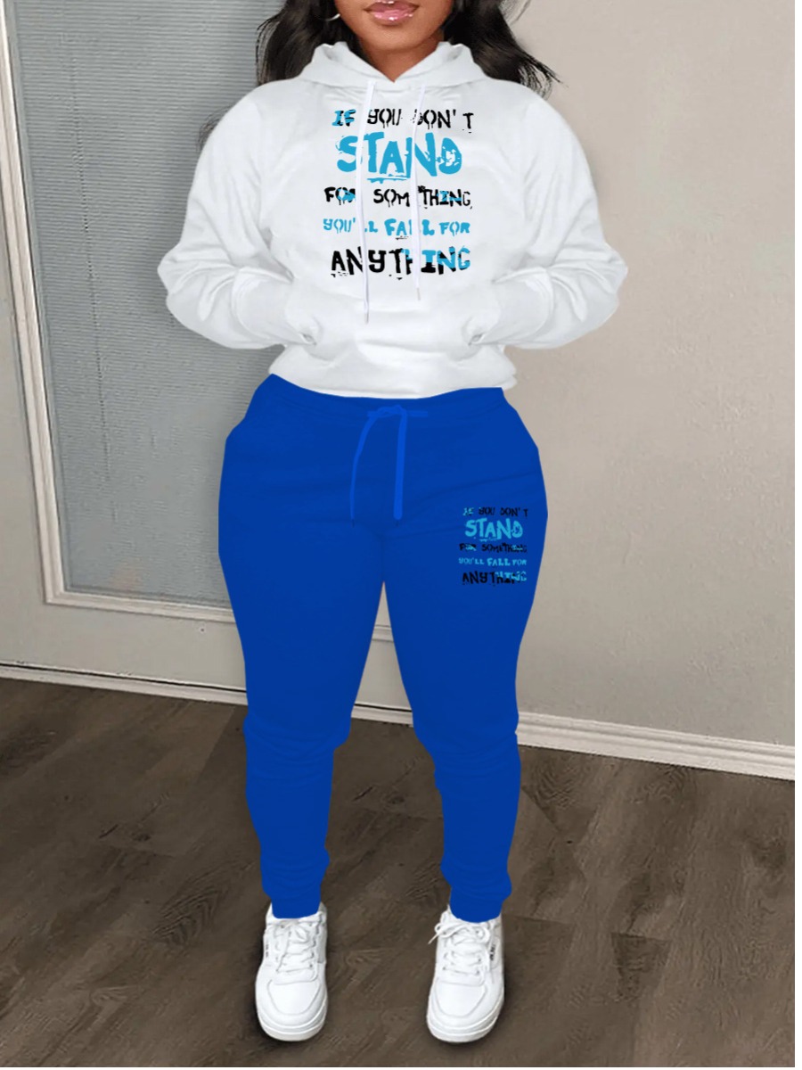 LW Letter Print Kangaroo Pocket Tracksuit Set Sale | LovelyWholesale