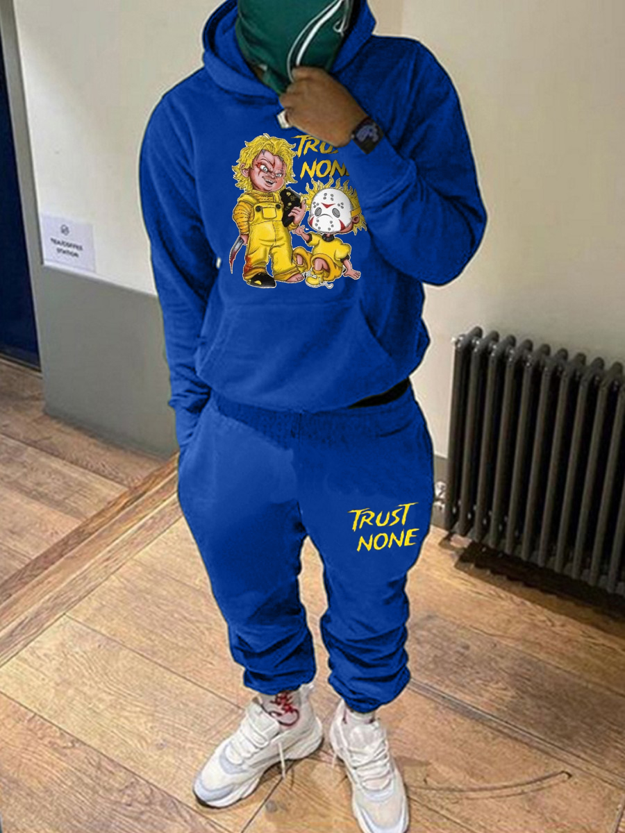 LW Men Cartoon Print Regular Two-piece Pants Set Sale | LovelyWholesale